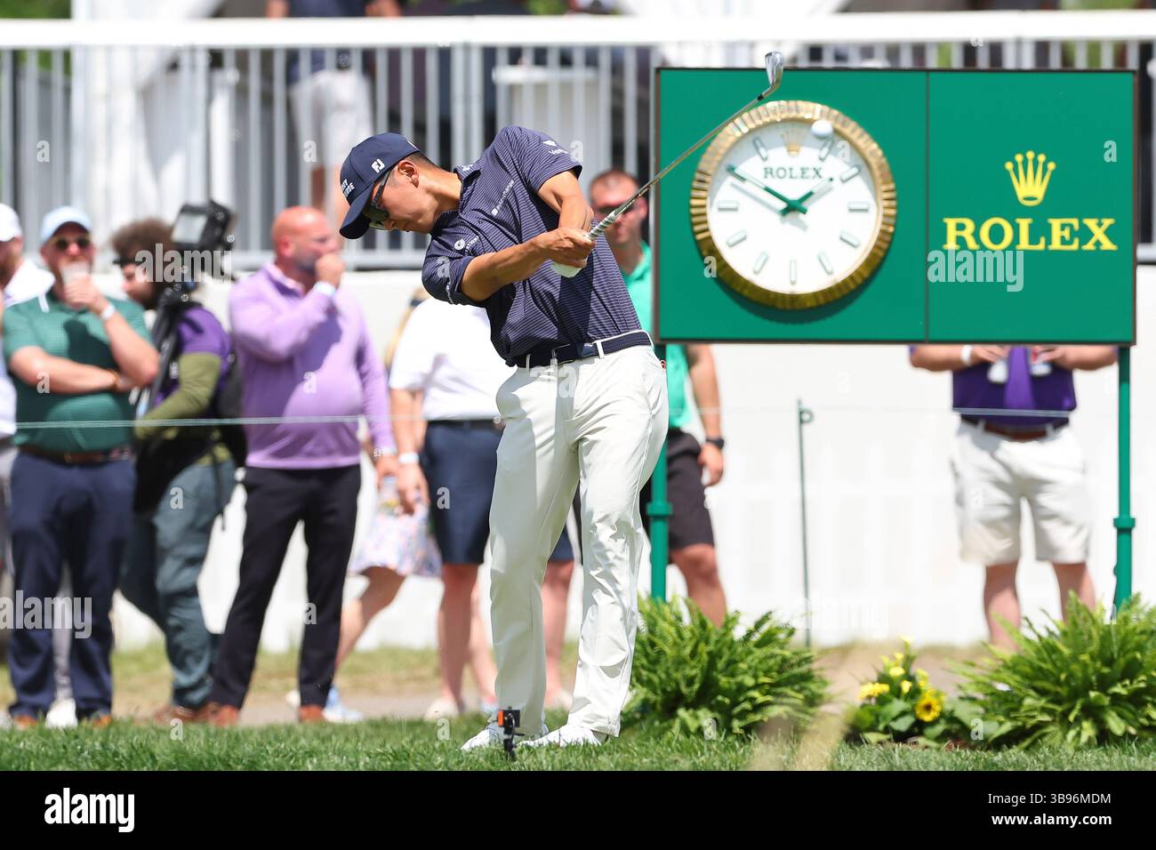 PHILADELPHIA, PA - MAY 08: Michael Kim tees off at the 16th tee during ...