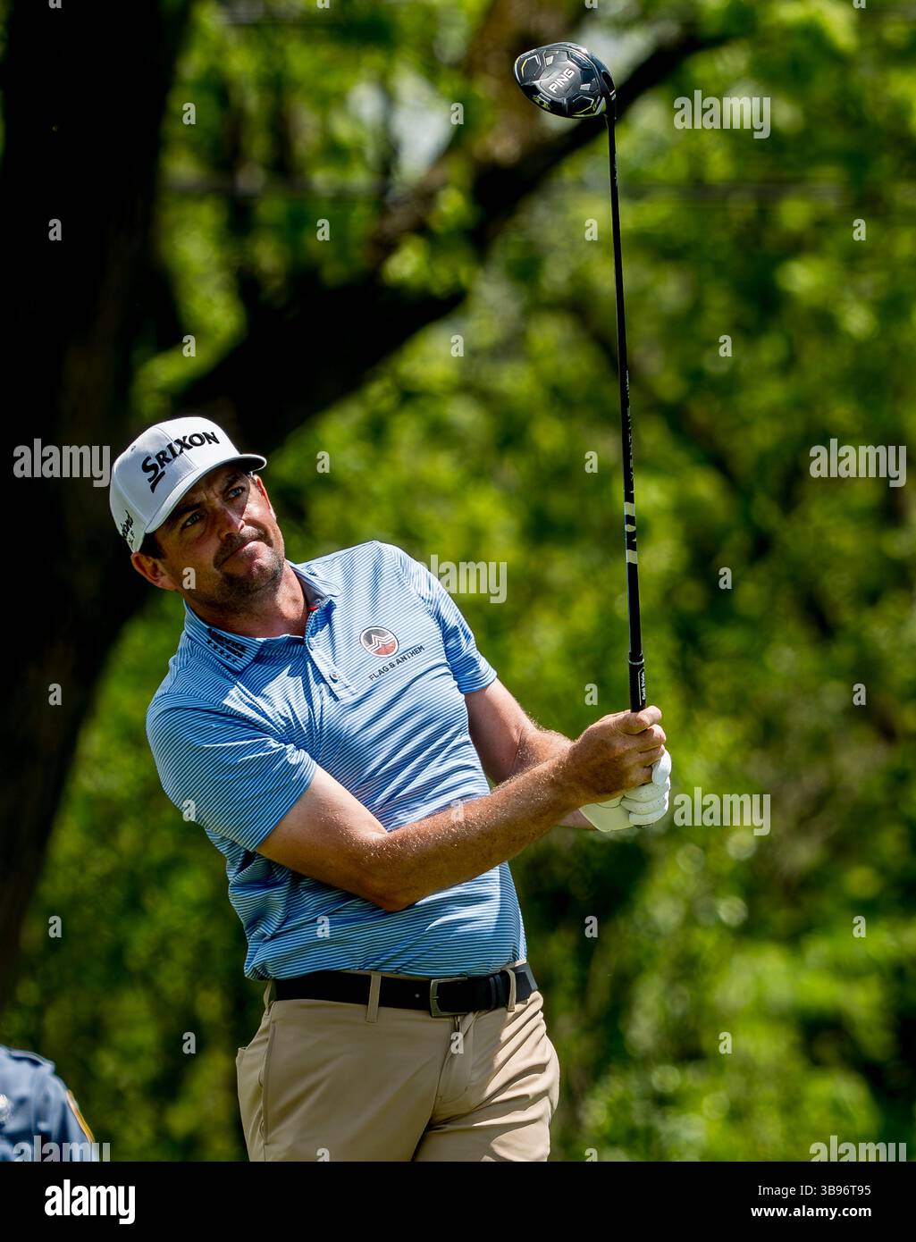 May 8, 2025, Philadelphia, Pa, USA: Keegan Bradley tees off during the ...