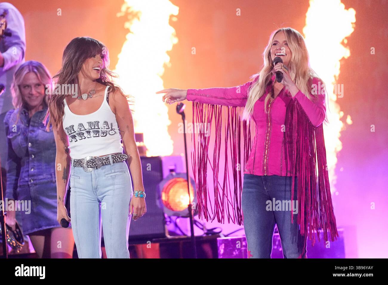 Ella Langley, left, and Miranda Lambert perform "Kerosene" during the ...