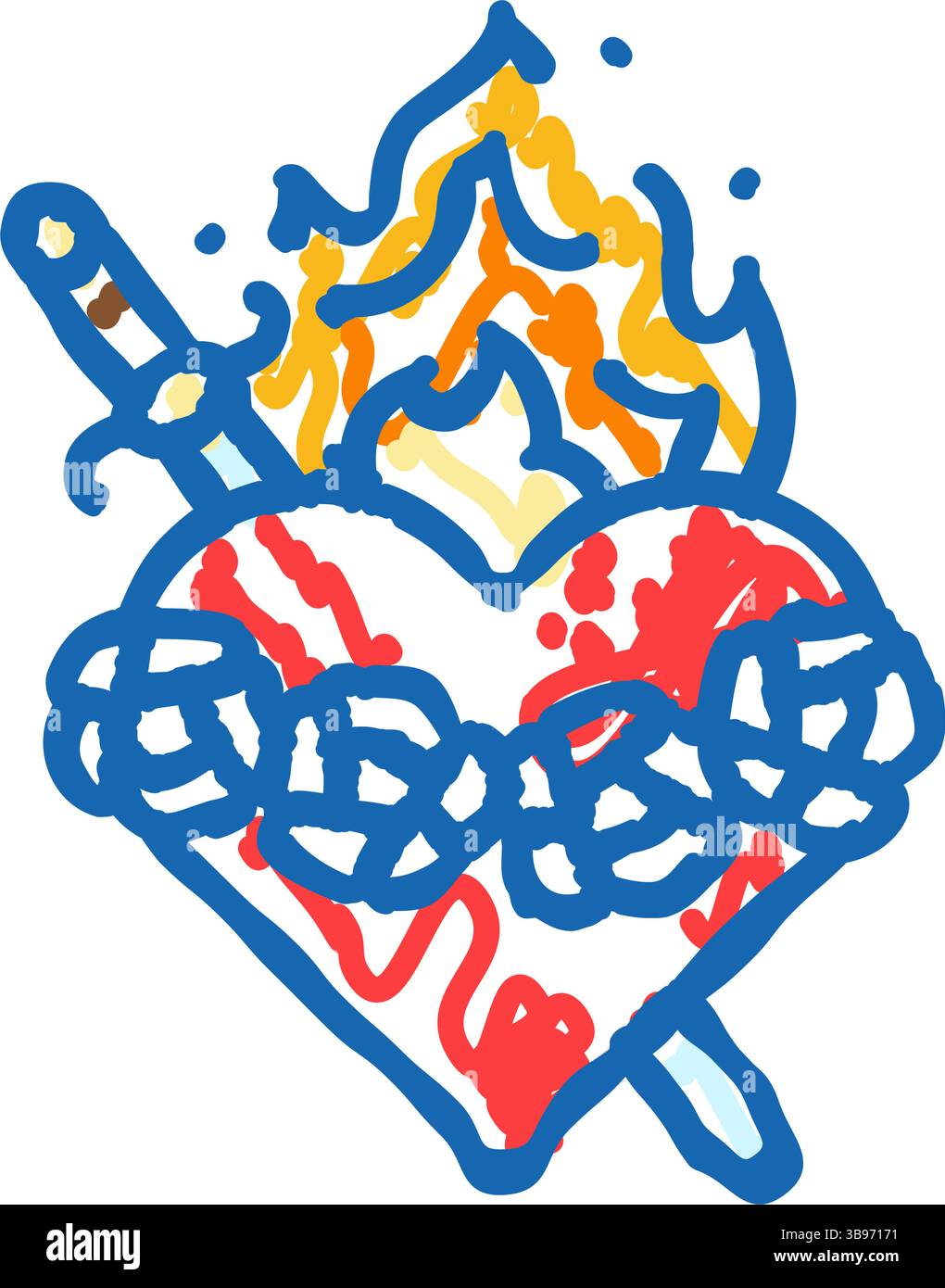 immaculate heart of mary feast catholic holiday icon doodle ...