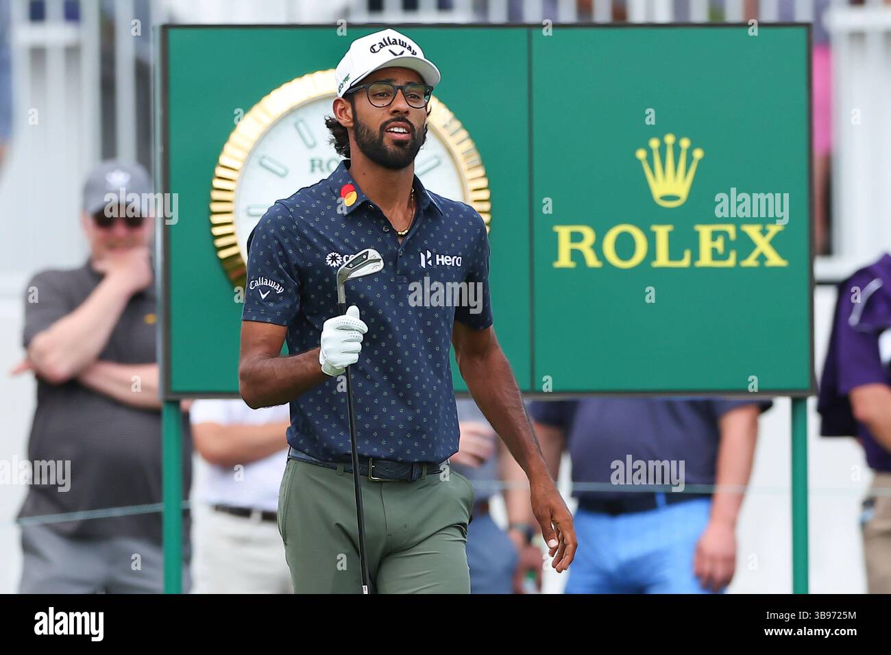 PHILADELPHIA, PA - MAY 08: Akshay Bhatia tees off at the 16th tee ...