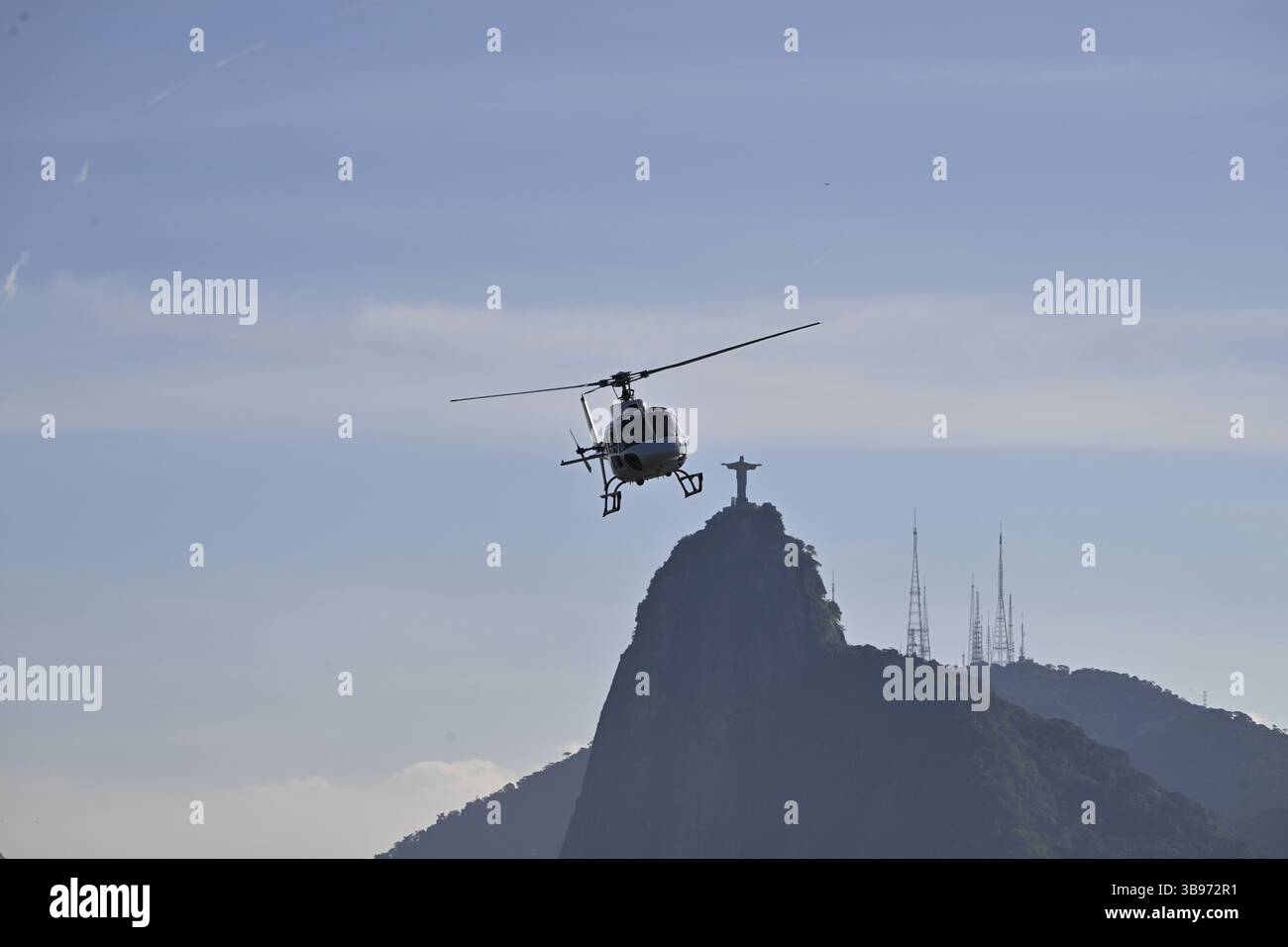 Rio de Janeiro-Brazil, May 8, 2025, helicopter landing at the helipad ...