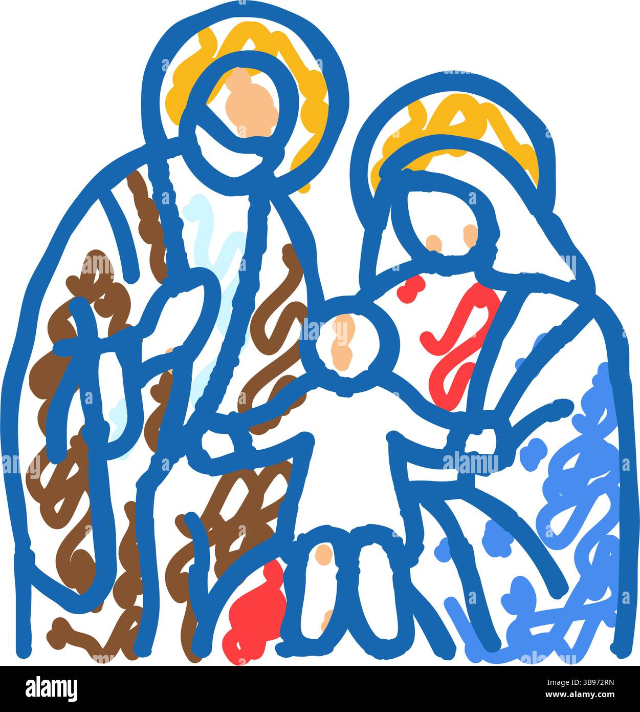 holy family feast catholic holiday icon doodle illustration Stock ...