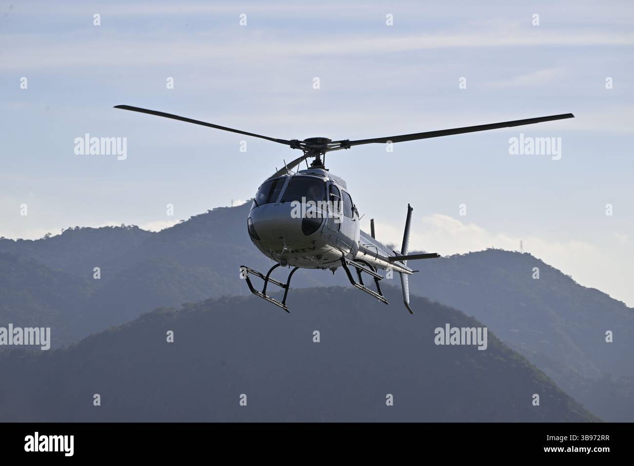 Rio de Janeiro-Brazil, May 8, 2025, helicopter landing at the helipad ...