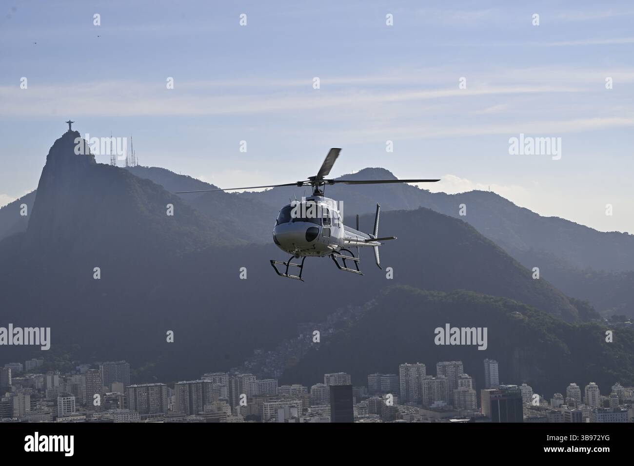 Rio de Janeiro-Brazil, May 8, 2025, helicopter landing at the helipad ...