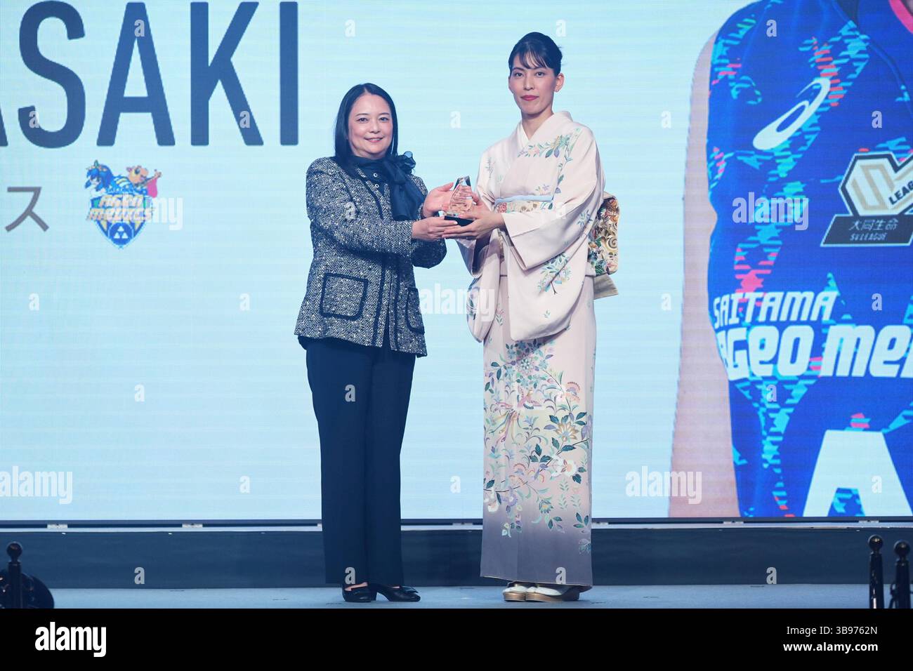 Tokyo, Japan. 8th May, 2025. (L-R), Koyomi Iwasaki () Volleyball : 2024-25 SV.LEAGUE Award in ...