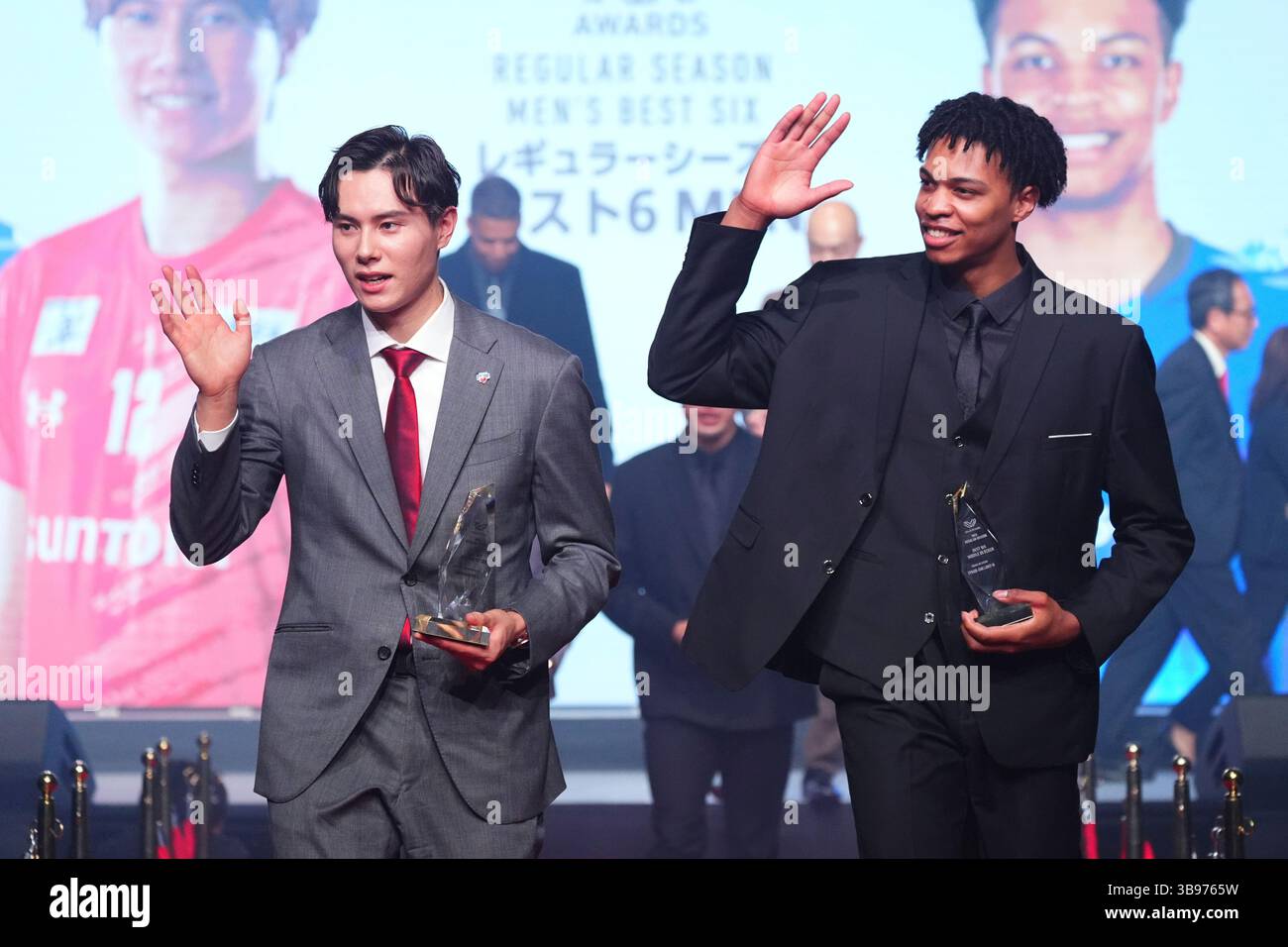 Tokyo, Japan. 8th May, 2025. (L-R) Ran Takahashi (), Larry Ik Evbade ...