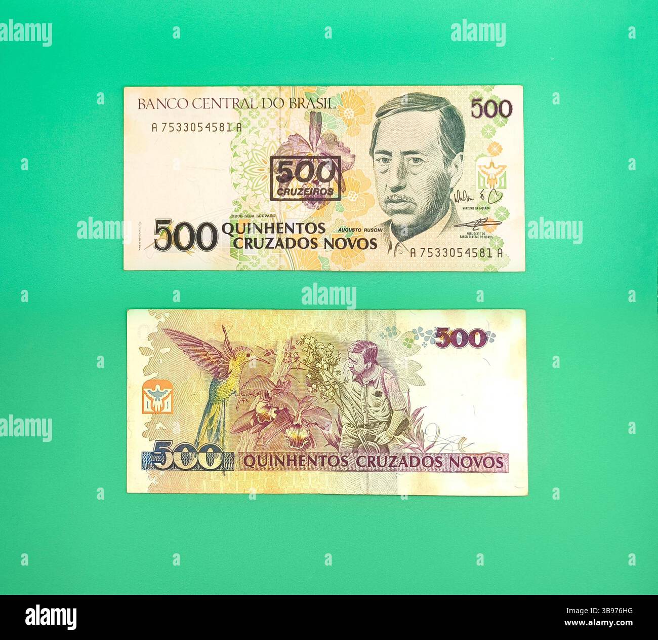 Old Brazilian collector's note of five hundred new cruzados revalidated ...