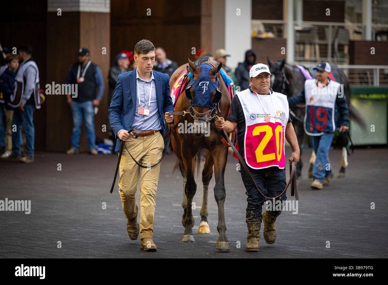 May 3, 2025, Louisville, Ky, USA: Owen Almighty (20) in the paddock for ...