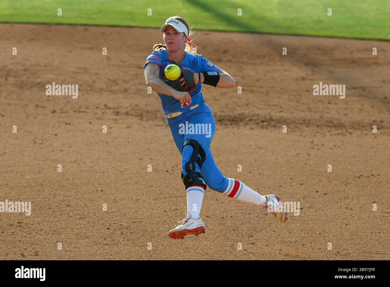 ATHENS, GA - MAY 08: Ole Miss infielder Mackenzie Pickens (1) leaps in ...
