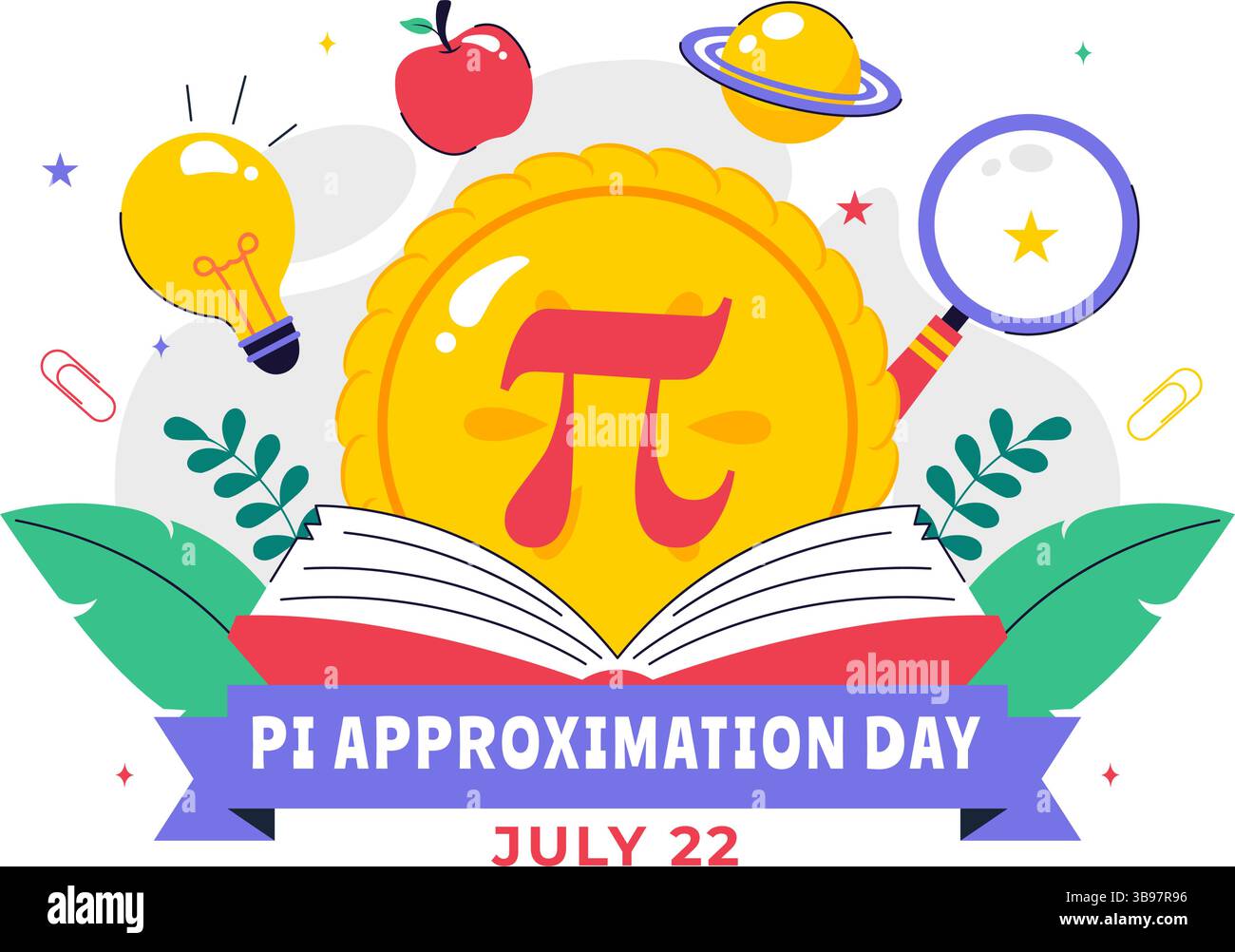 Pi Approximation Day Vector Illustration Celebrated on July 22 ...