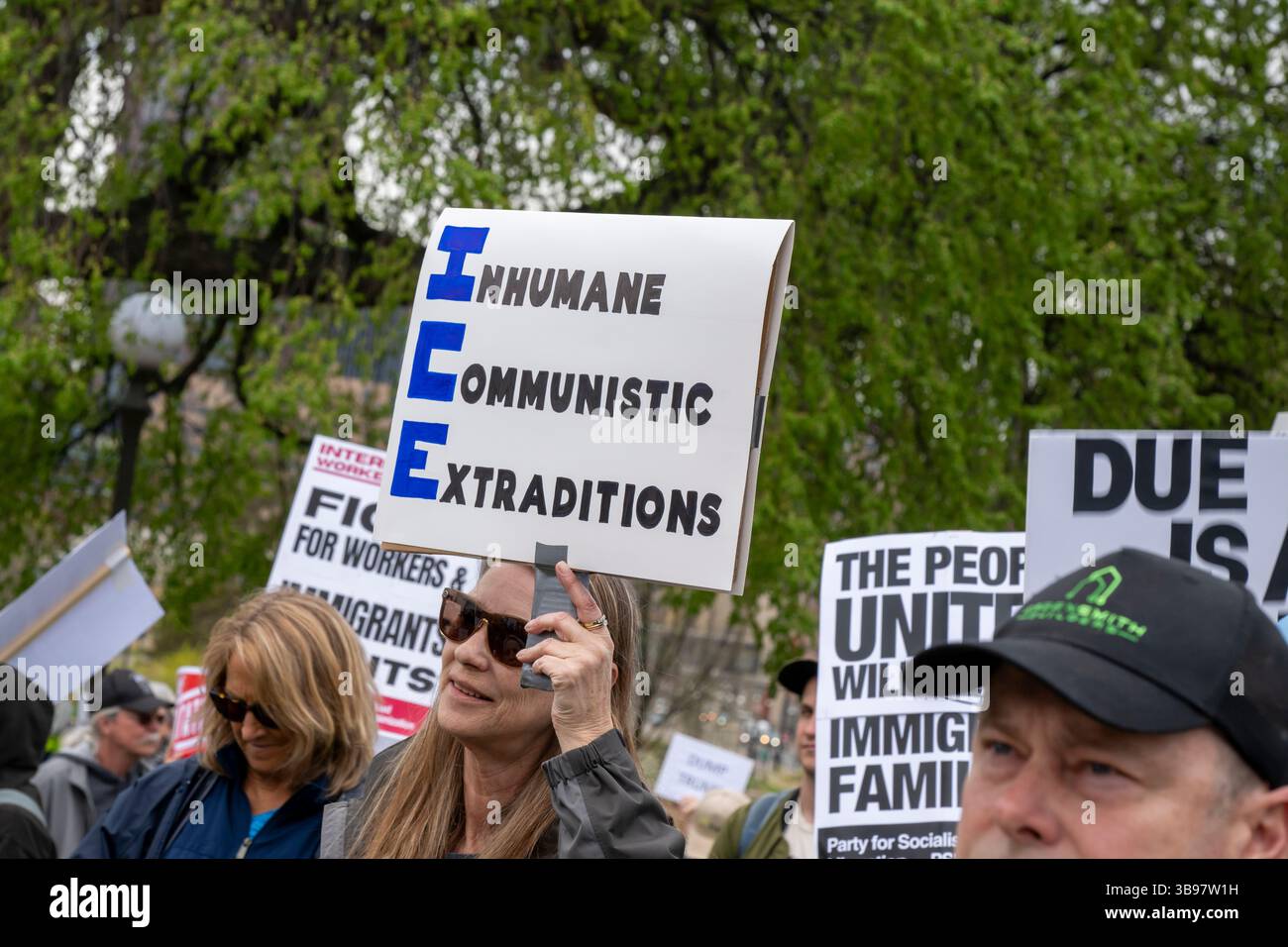 St. Paul, Minnesota. State capitol. May Day protest for worker and ...