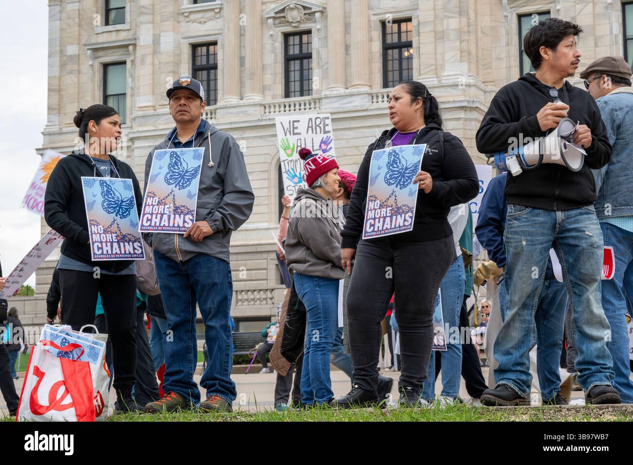 St. Paul, Minnesota. State capitol. May Day protest for worker and ...