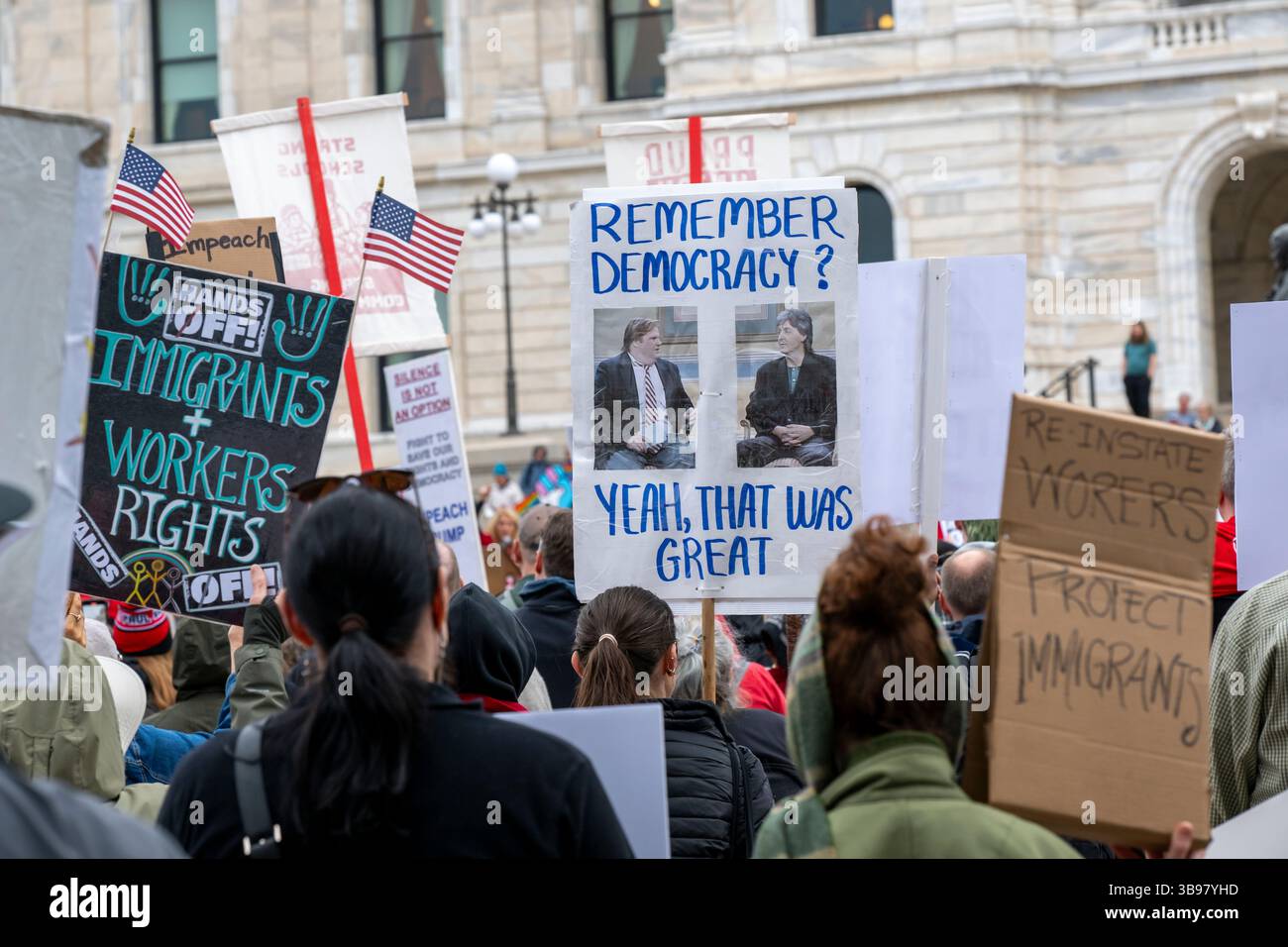 St. Paul, Minnesota. State capitol. May Day protest for worker and ...