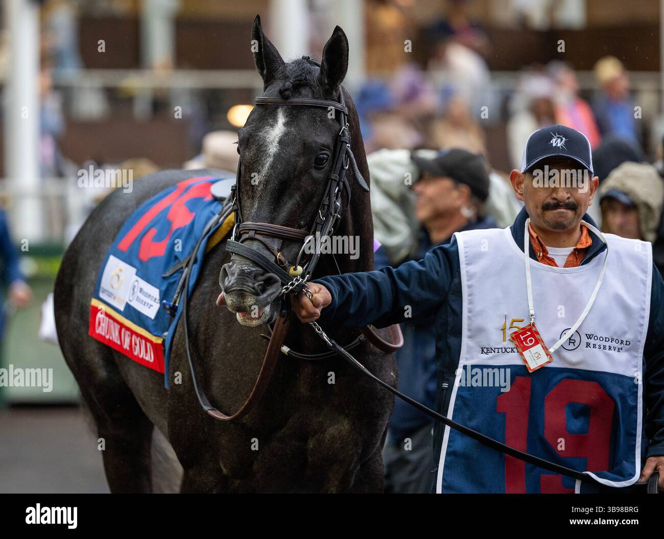 May 3, 2025, Louisville, Ky, USA: Chunk of Gold (19) in the paddock for ...