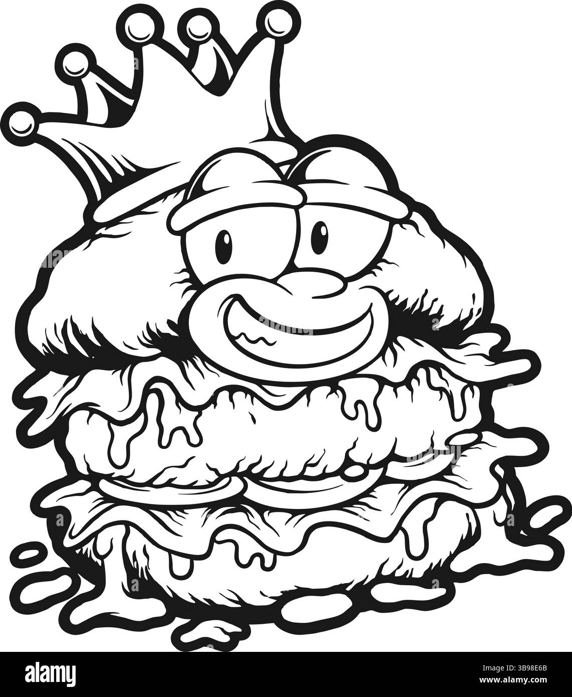 Smiling Burger King With Crown Silhouette Illustration vector ...