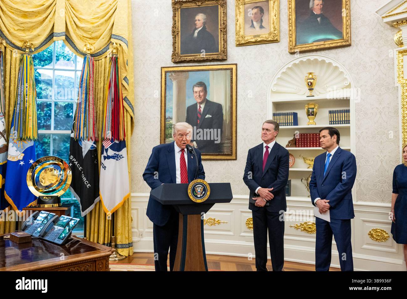 President Donald Trump participates in the swearing-in ceremony for U.S ...