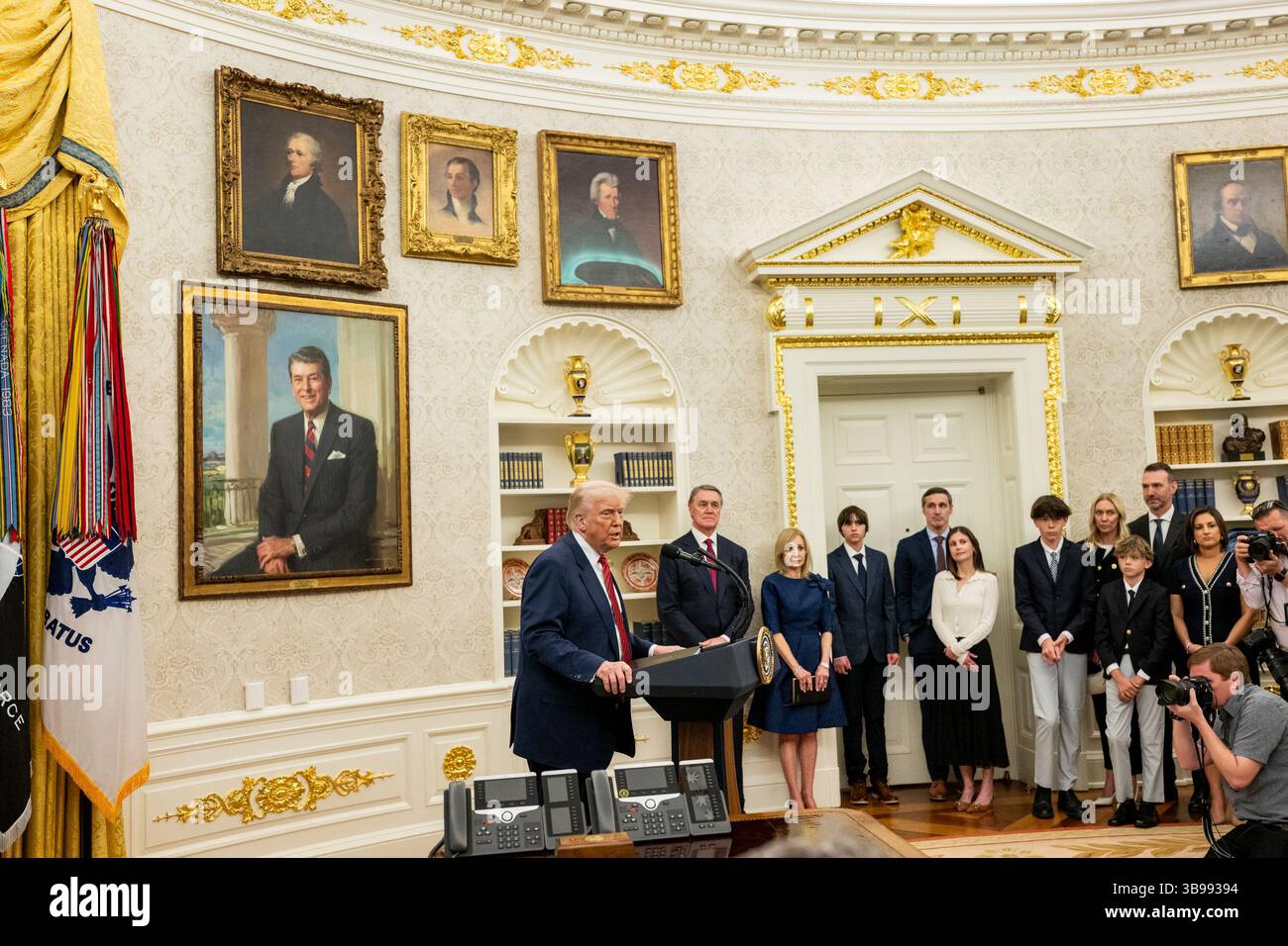 President Donald Trump participates in the swearing-in ceremony for U.S ...