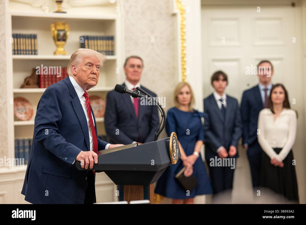 President Donald Trump participates in the swearing-in ceremony for U.S ...