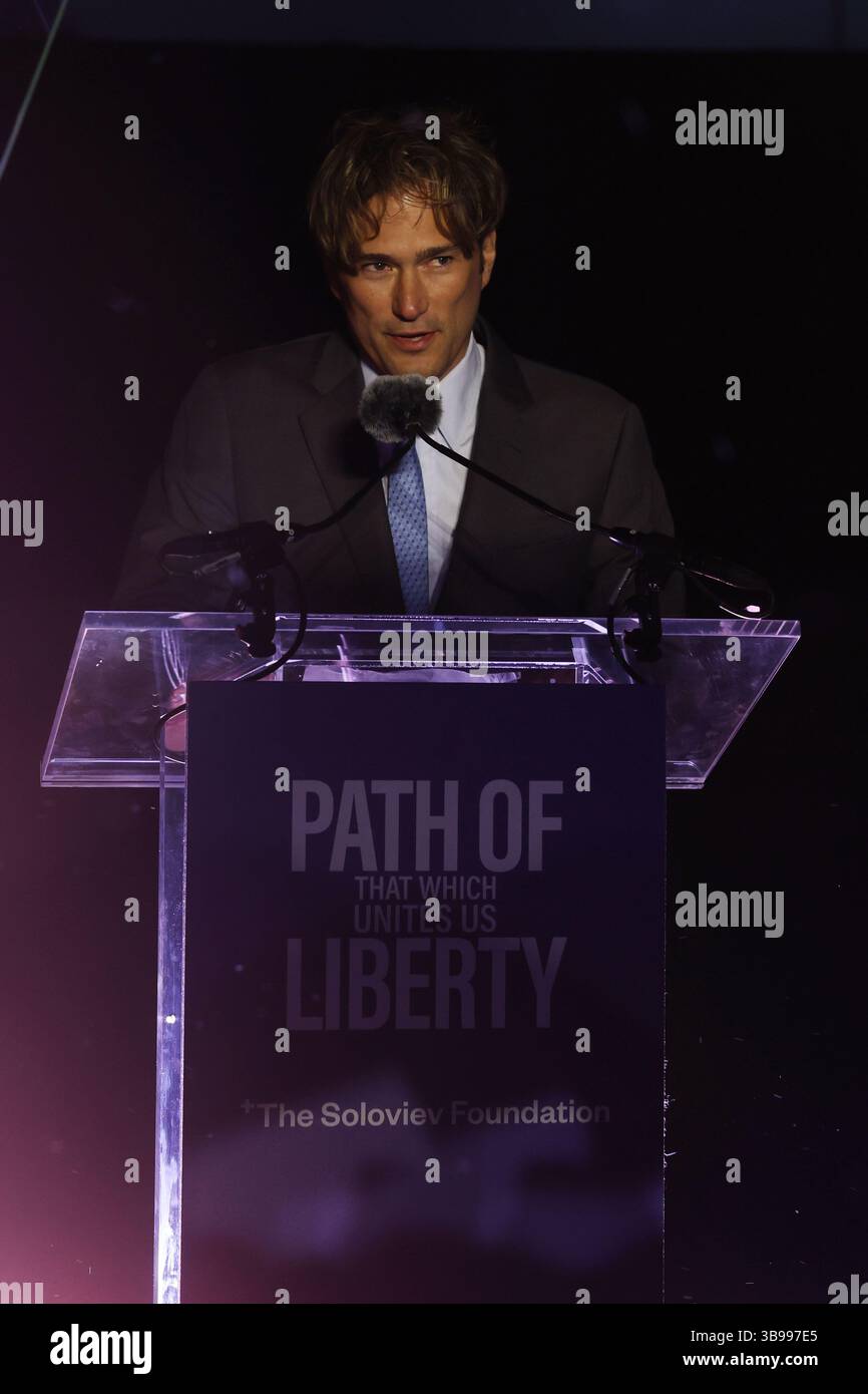 New York, United States. 08th May, 2025. Stefan Soloviev speaks during ...