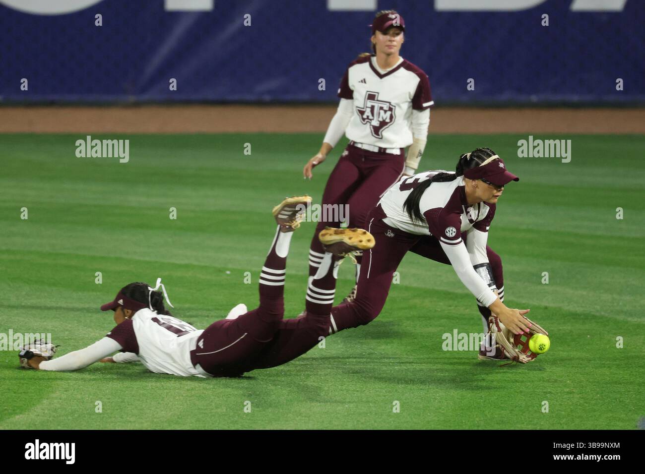 ATHENS, GA - MAY 08: Texas A&M outfielder Allie Enright (33) field the ...