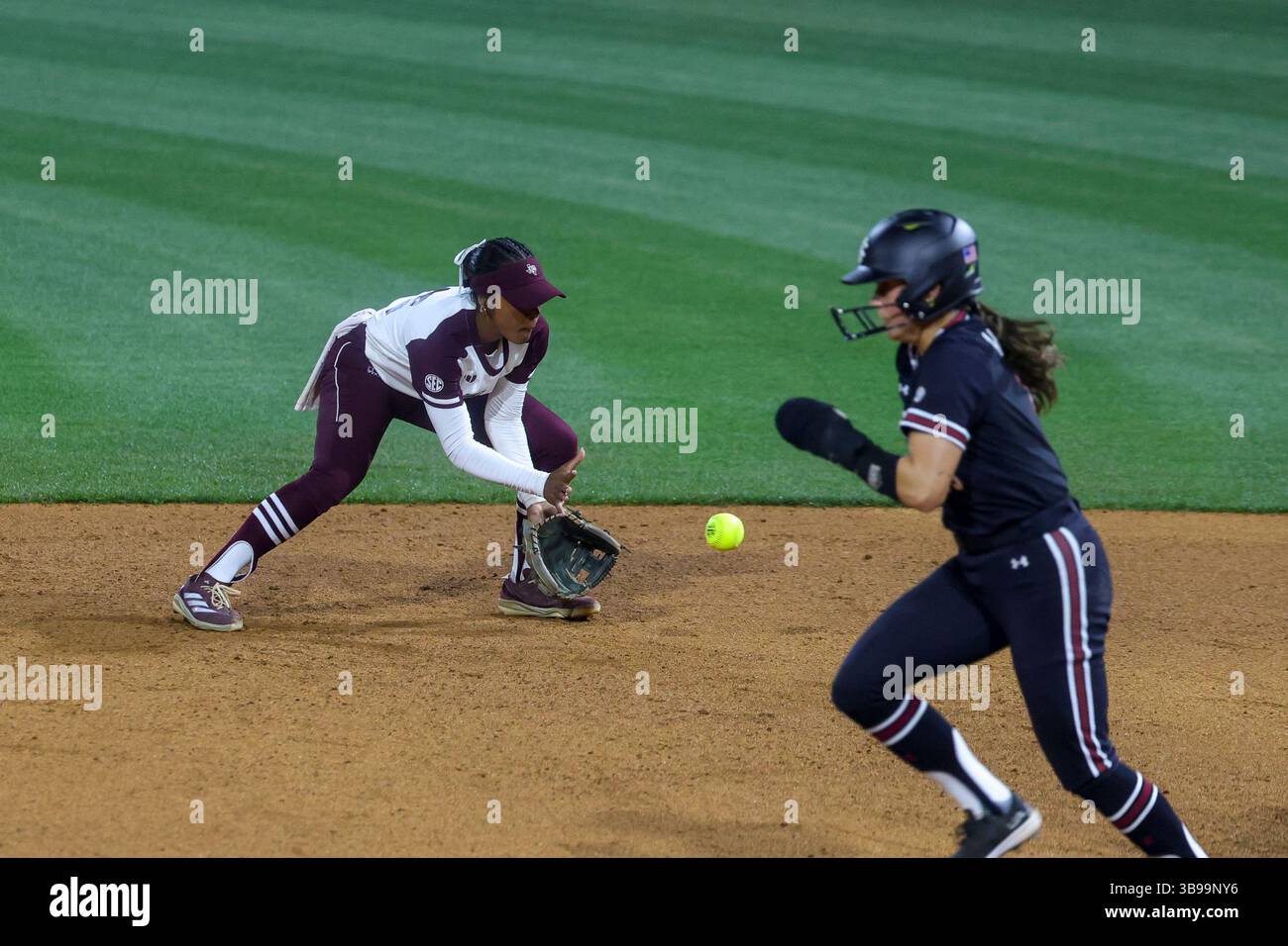 ATHENS, GA - MAY 08: Texas A&M infielder KK Dement (16) fields a ground ...