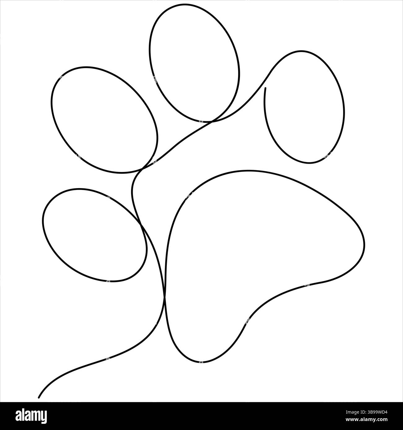 Paw footprints of dog or cat oneline continuous single line animal drawing vector illustration ...