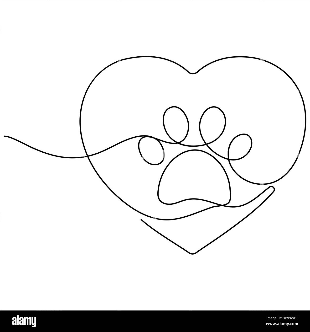 Paw footprints of dog or cat oneline continuous single line animal ...