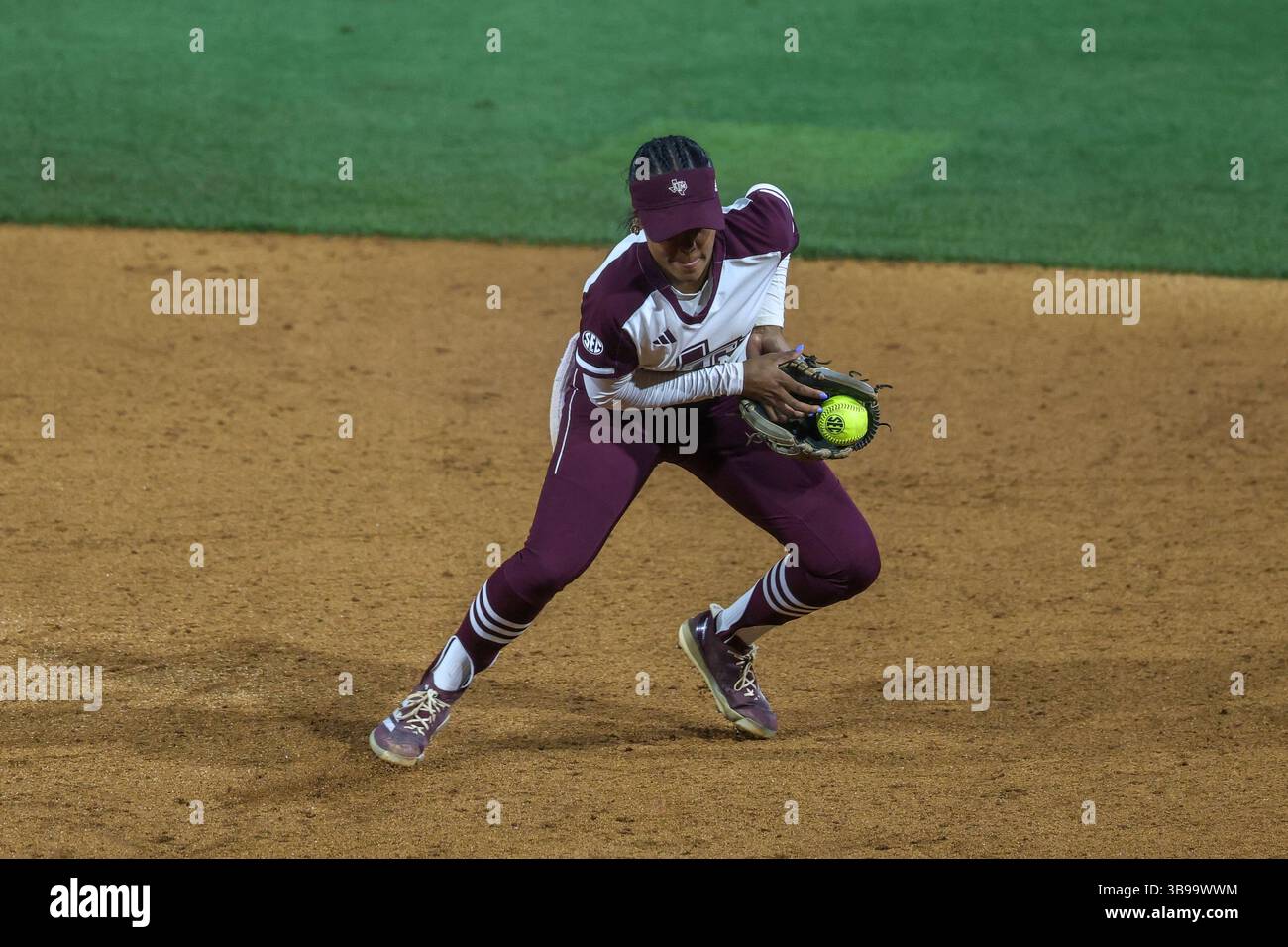 ATHENS, GA - MAY 08: Texas A&M infielder KK Dement (16) fields a ground ...