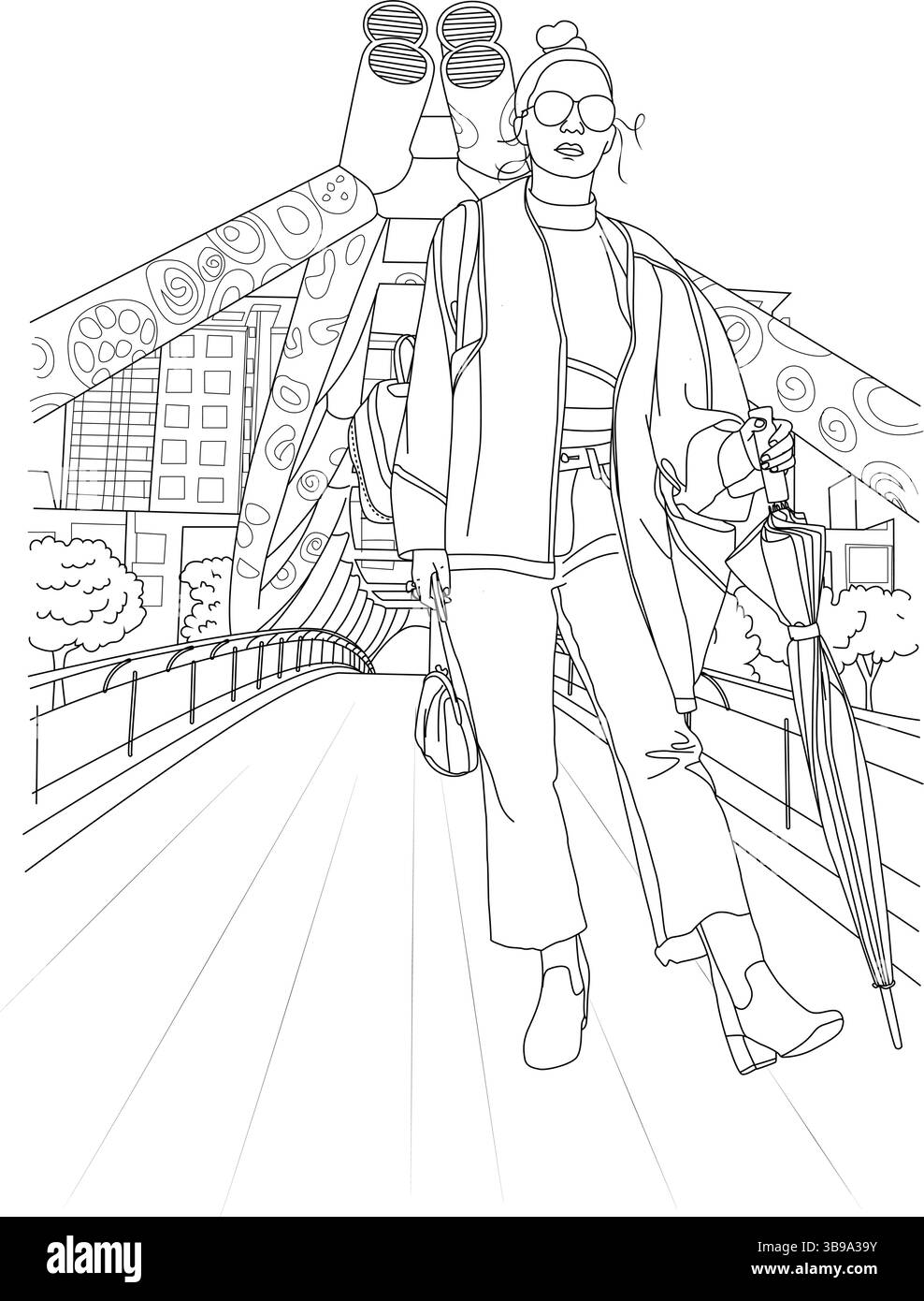 Woman black backpack on Stock Vector Images - Alamy