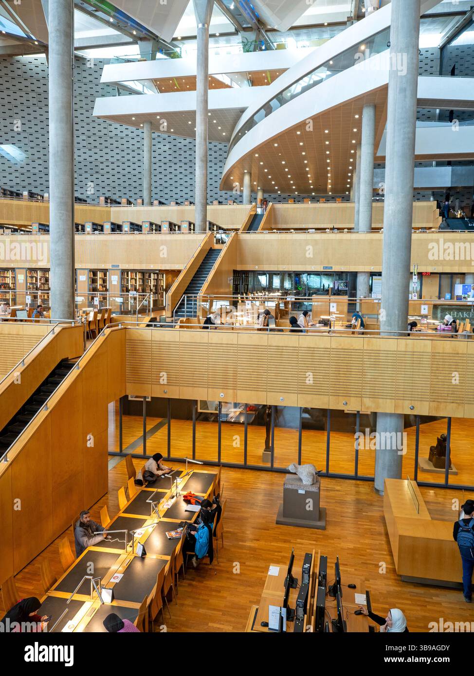 The 20,000-square-metre reading room in the Bibliotheca Alexandrina ...