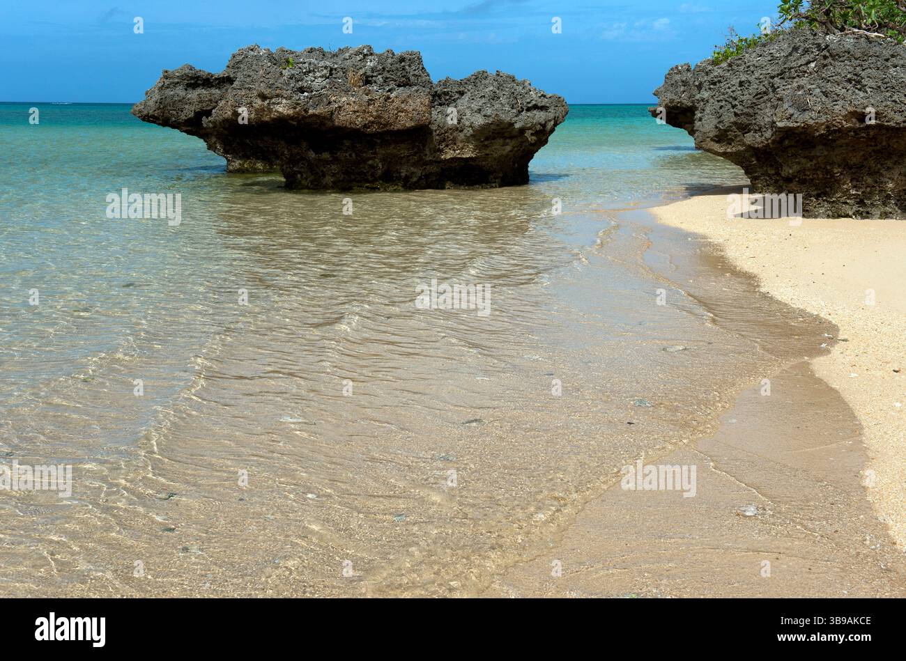 One Of Many Deserted Sandy Beaches With A View Of Azure Seas On