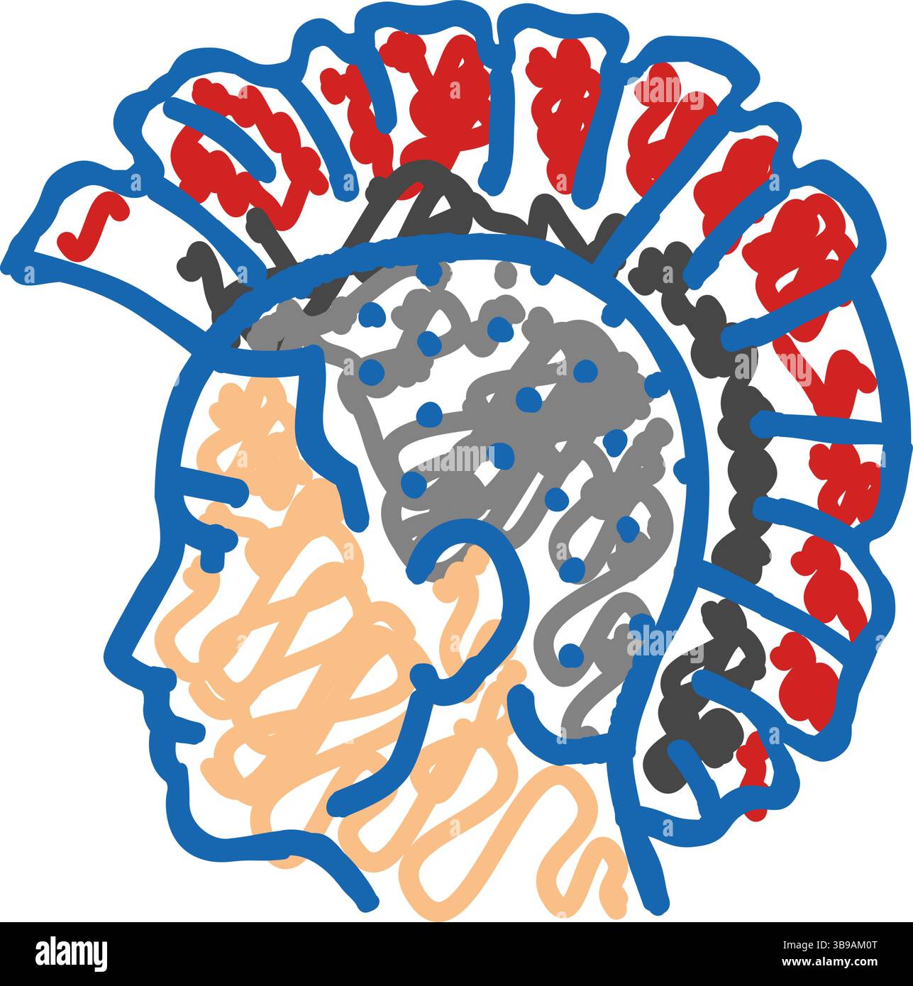 mohawk hairstyle subculture style icon doodle illustration Stock Vector ...