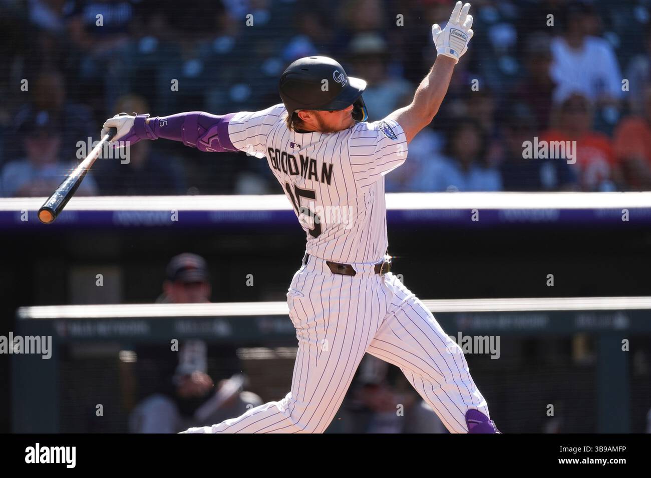 Colorado Rockies catcher Hunter Goodman (15) during the first inning in ...