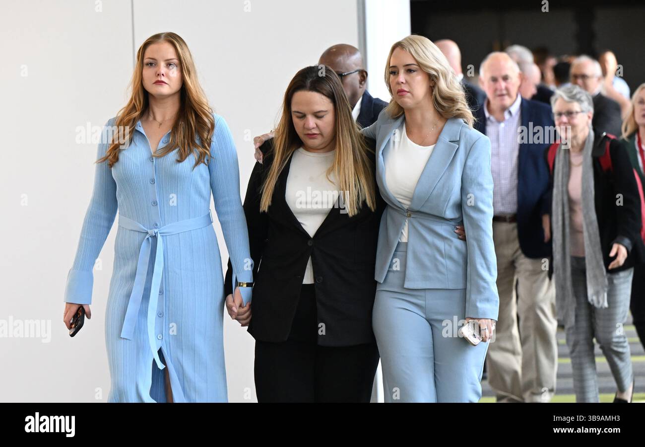 (Left to right) Chadine Whyte, partner of LT Max Nugent, Sarah Loft ...
