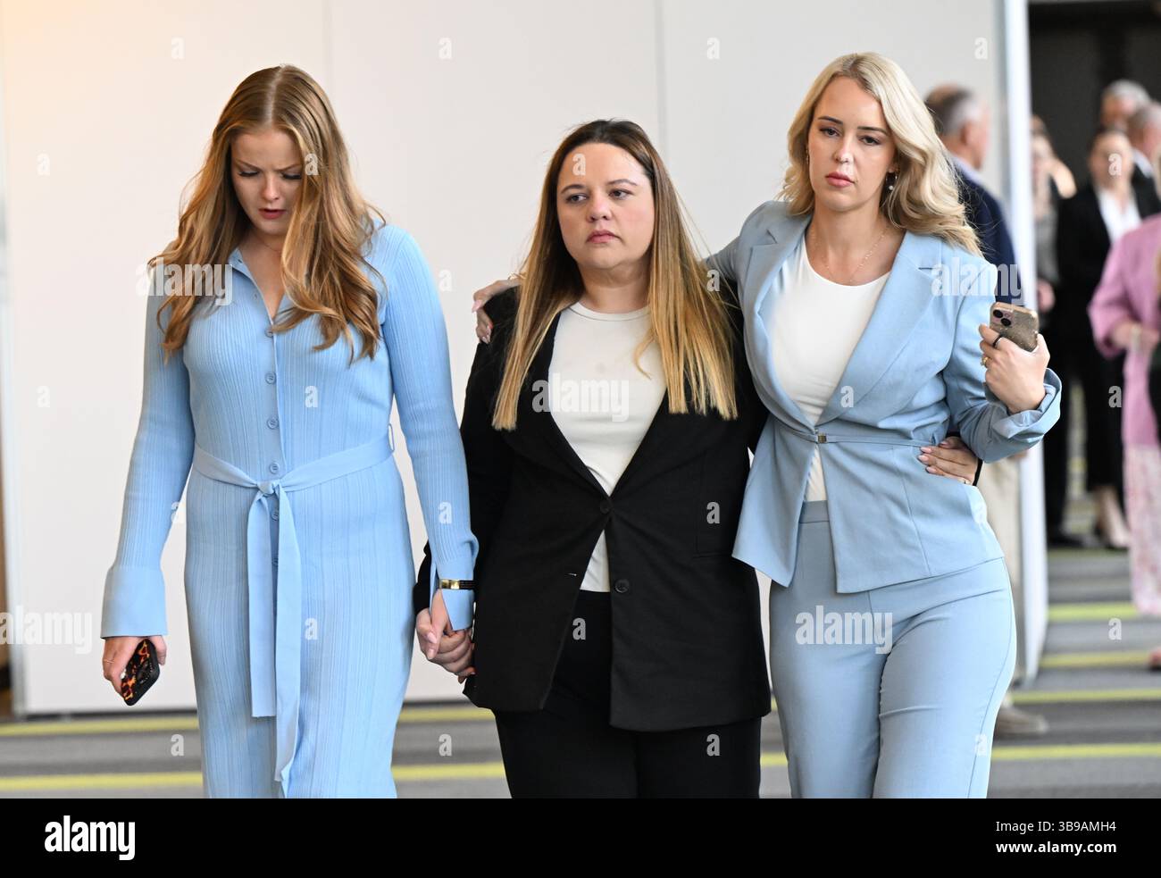 (Left to right) Chadine Whyte, partner of LT Max Nugent, Sarah Loft ...