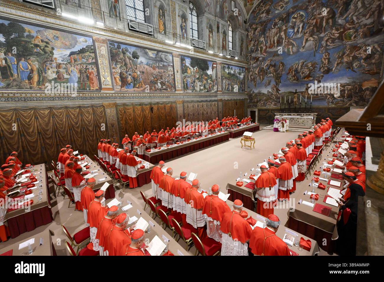 After two days of conclave cardinals gathered at the Sistine Chapel name cardinal Robert Prevost ...