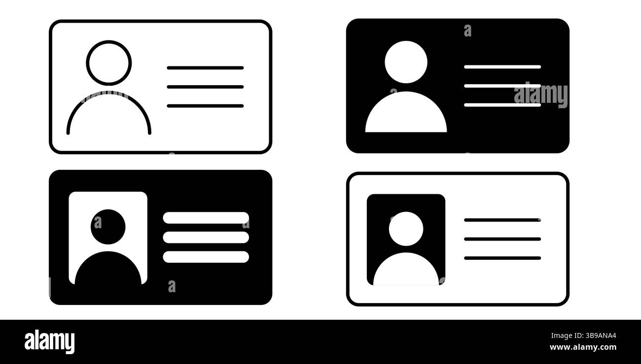 Simple line icon collection of driver licences ID cards and identification documents in ...