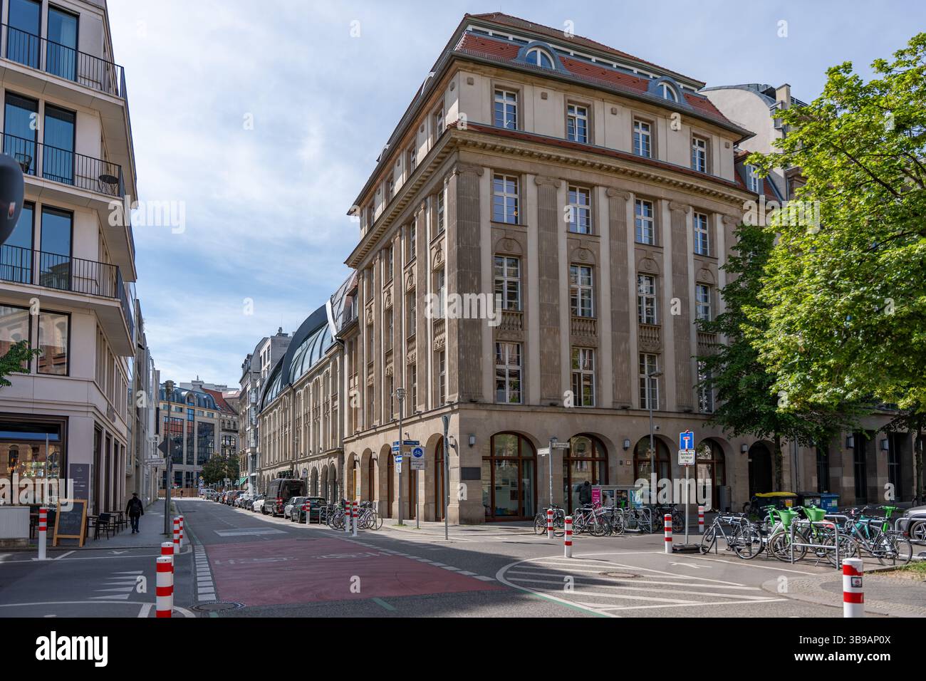 Germany Berlin May 7, 2025. Old part of Berlin with bike paths. Bike ...