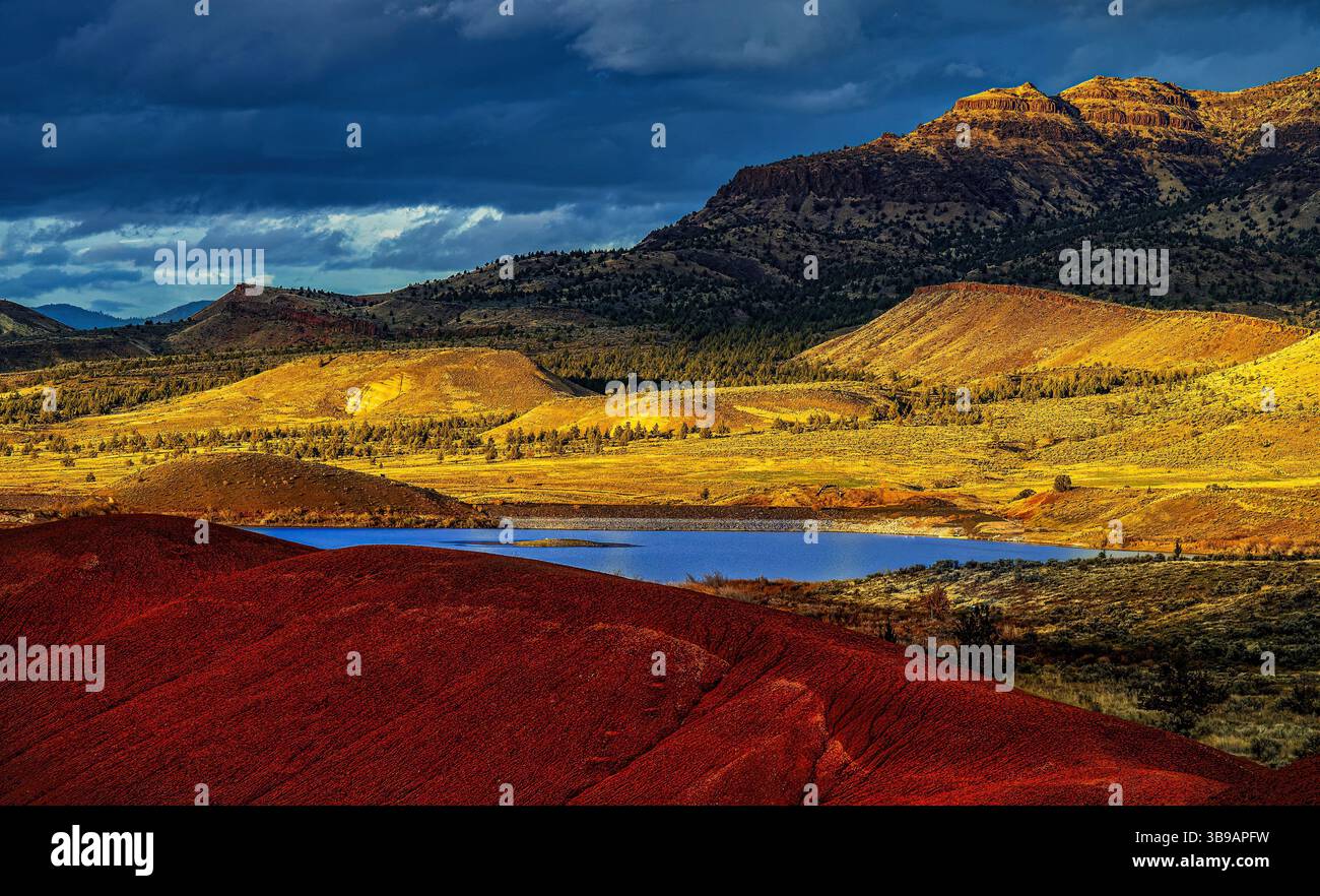 A photograph captures the vibrant colors of the Painted Hills in Oregon ...