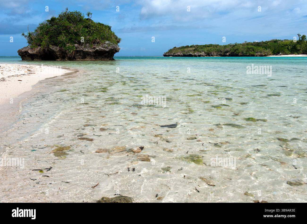 Ocean view of the azure waters in Kabira Bay tropical paradise on the ...