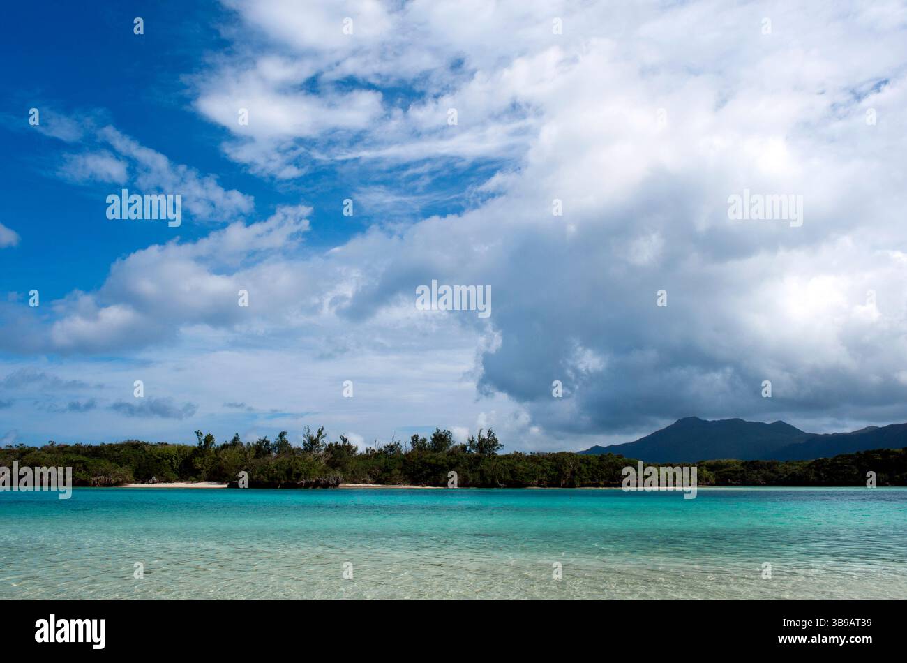 Ocean view of the azure waters in Kabira Bay tropical paradise on the ...