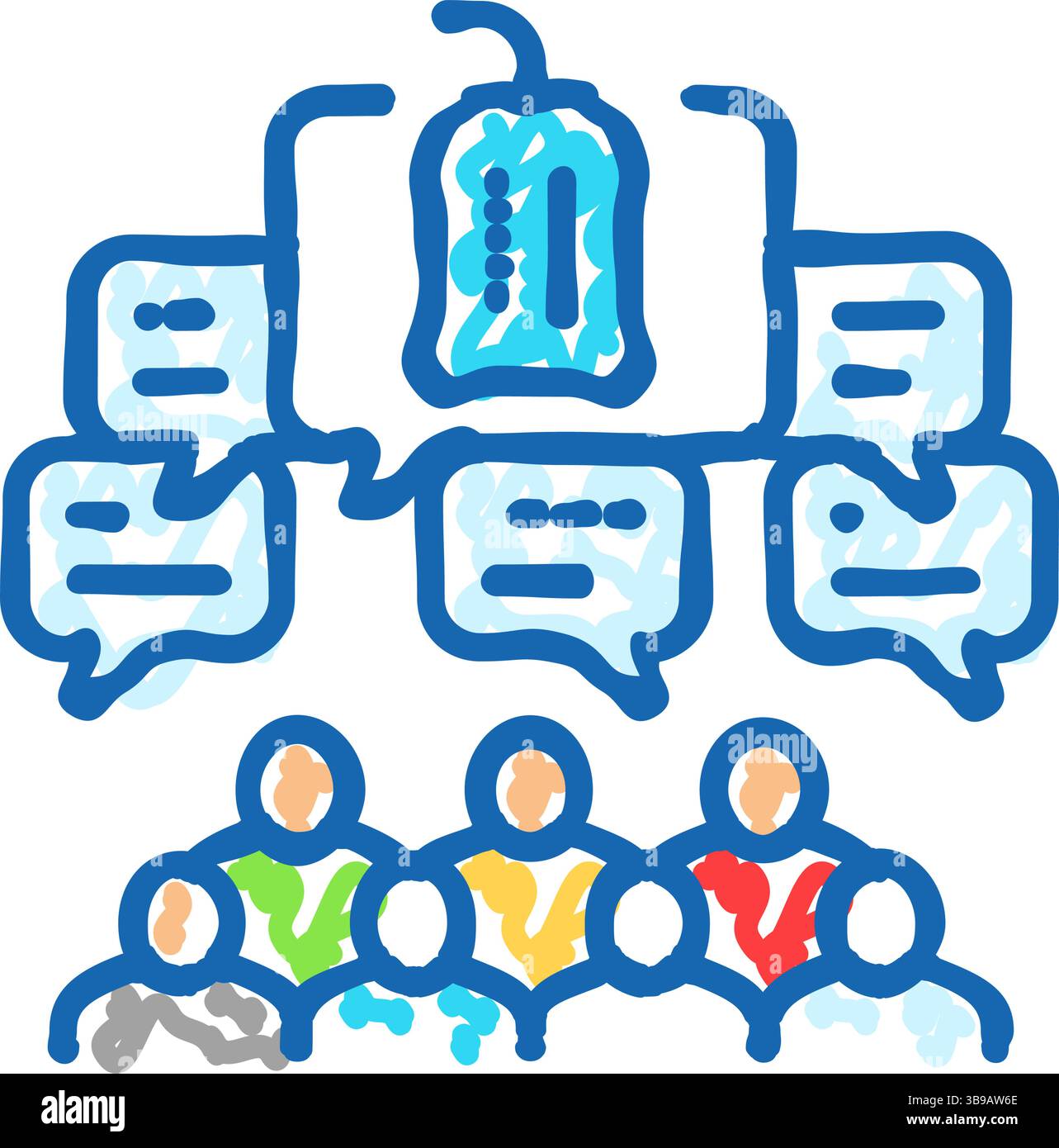 word mouth consumer behavior icon doodle illustration Stock Vector ...