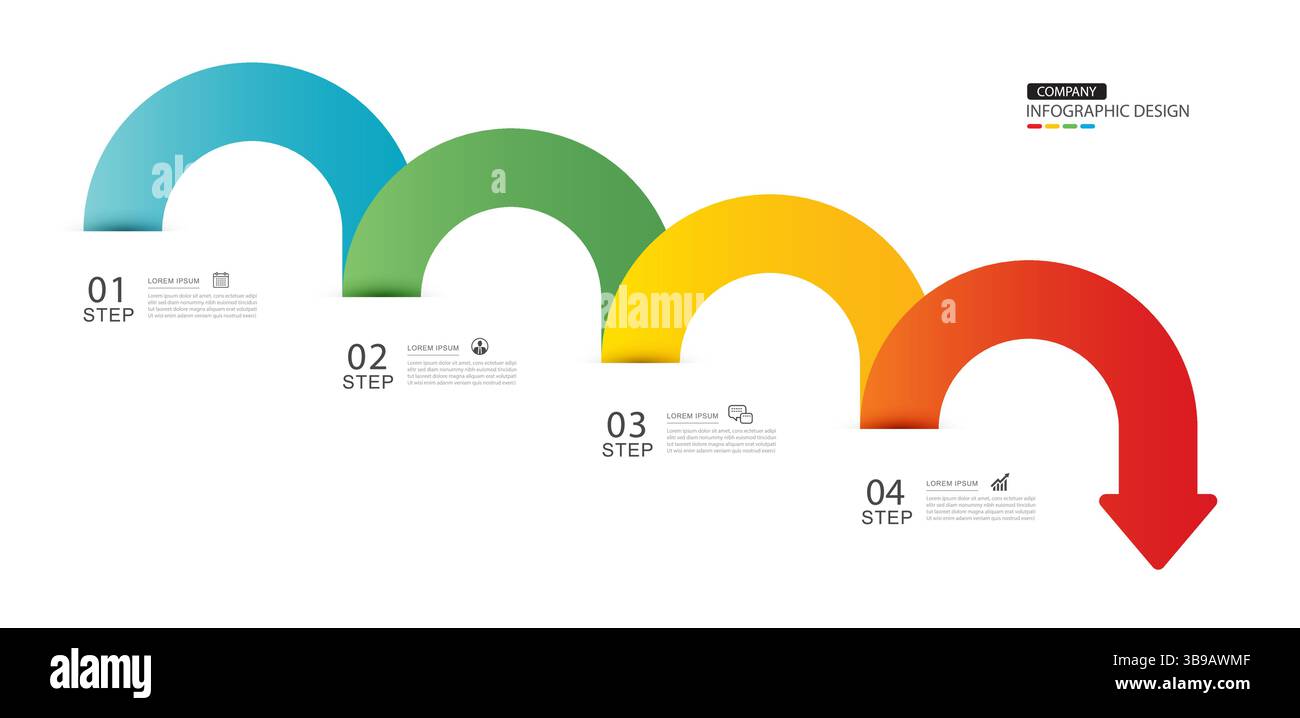 Infographics arrow symbol timeline business steps to success Stock ...