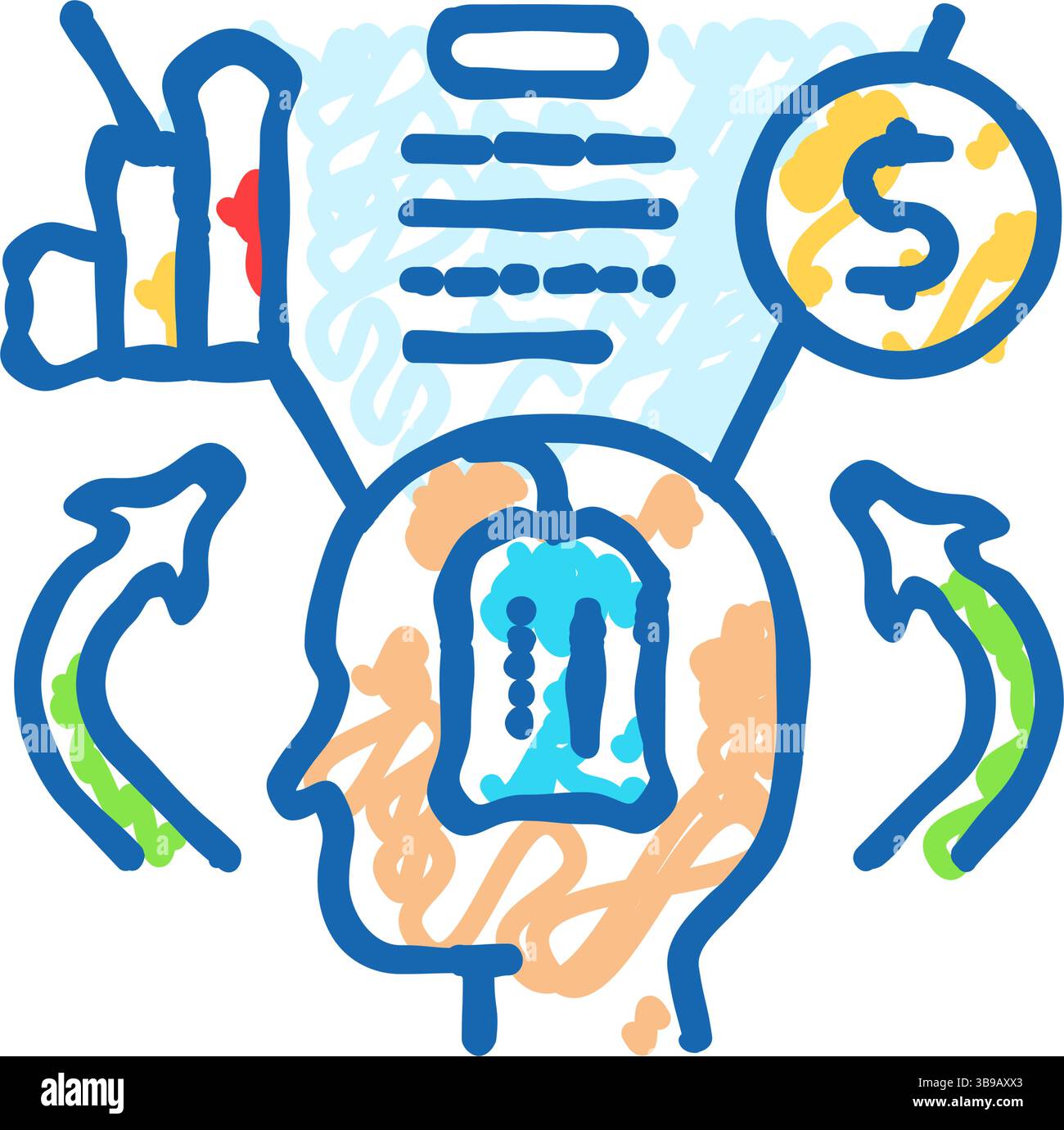 product knowledge consumer behavior icon doodle illustration Stock ...