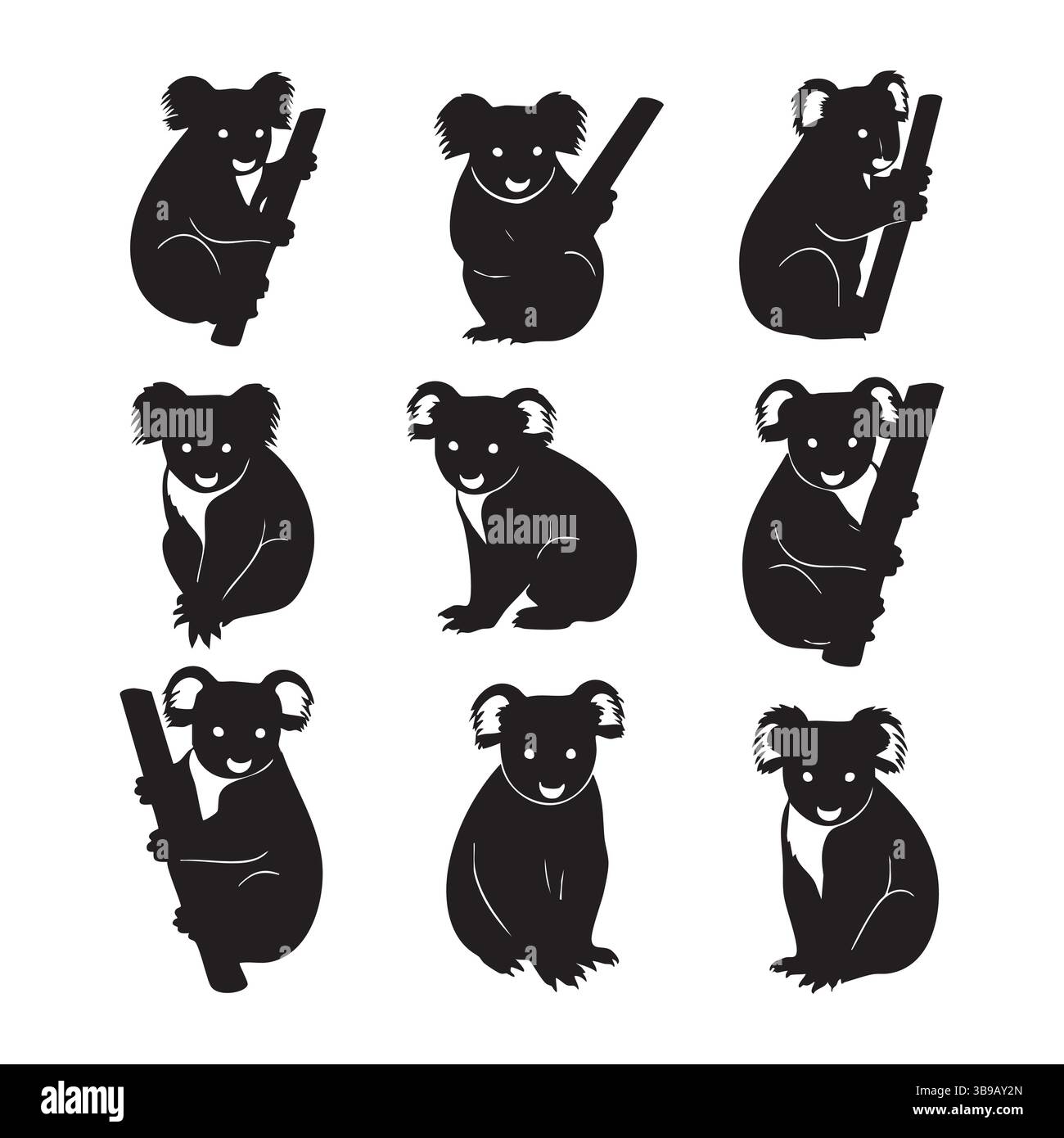 Set of koala silhouette on white background Stock Vector Image & Art ...