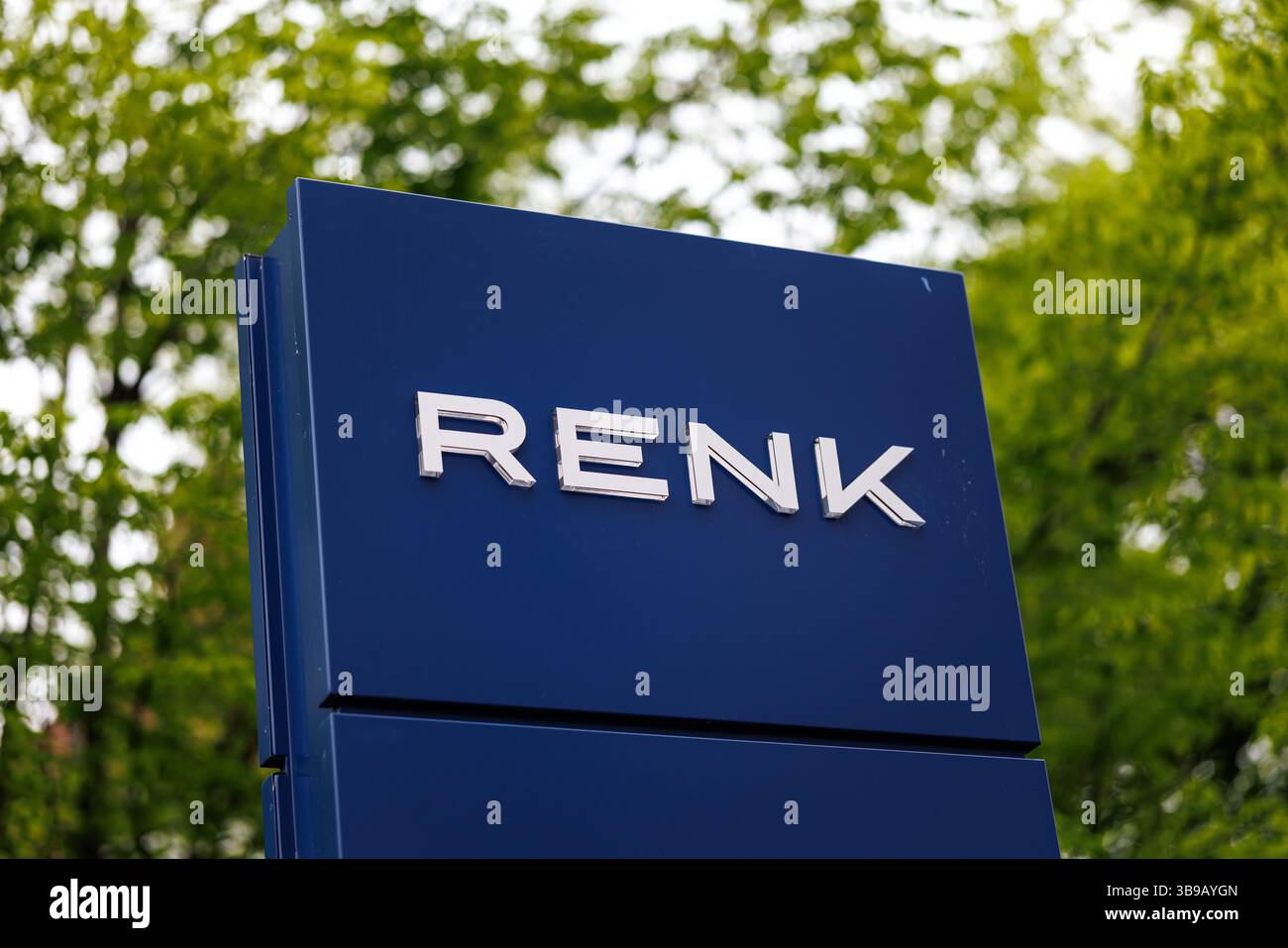 08 May 2025, Bavaria, Augsburg: The lettering and logo of the listed ...