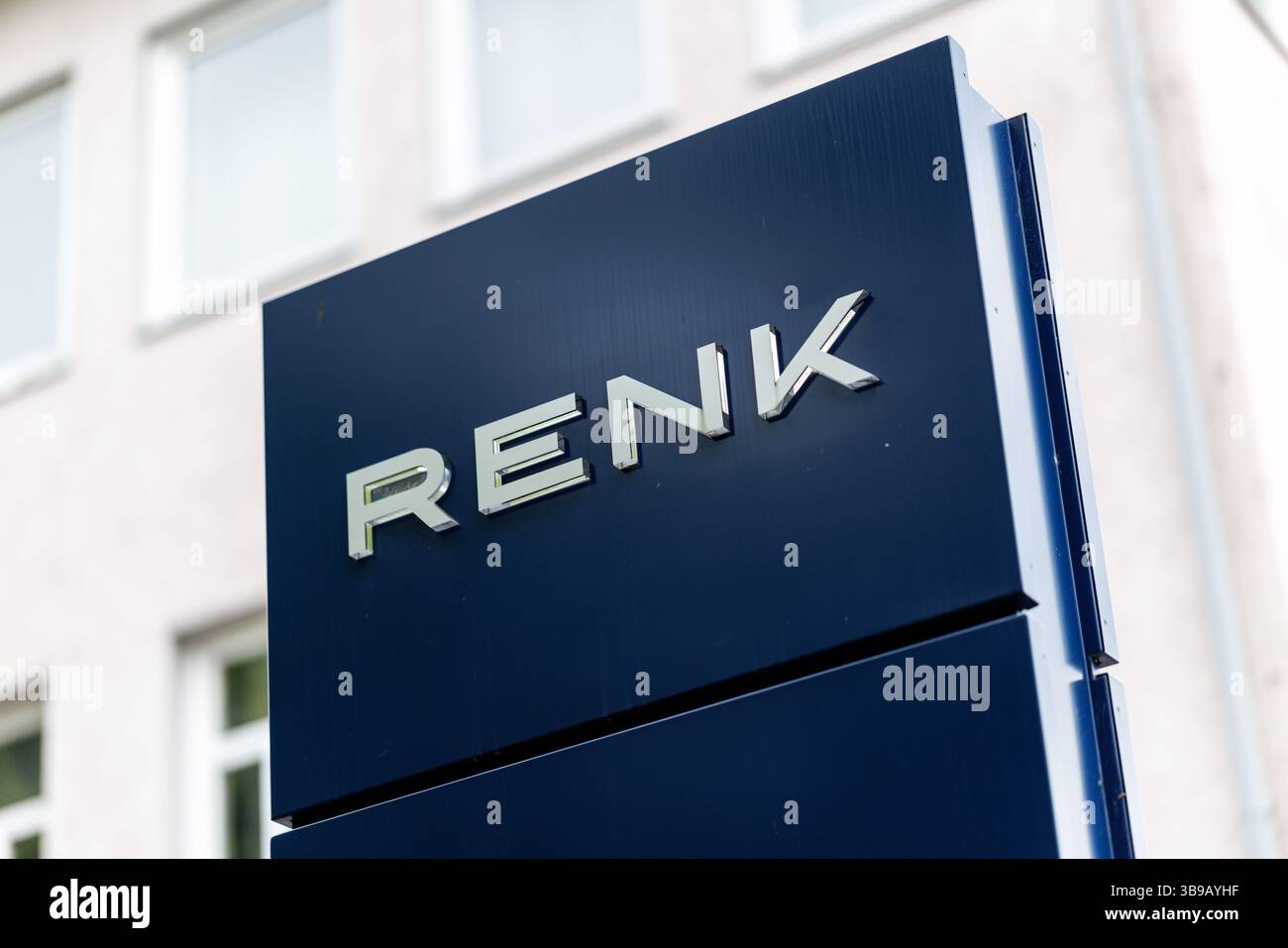 08 May 2025, Bavaria, Augsburg: The lettering and logo of the listed ...