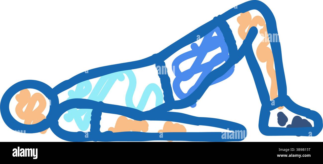 glute bridges fitness exercise leg icon doodle illustration Stock ...