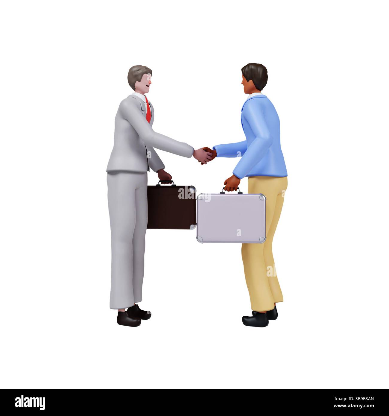 Business partnership illustrated by a handshake between two characters ...